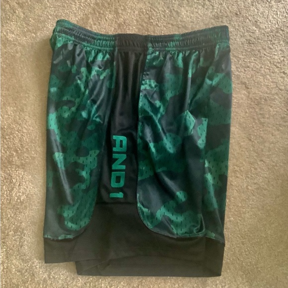 And1 | Shorts | And Shorts Green Black Shiny In Excellent Shape Size Xl ...